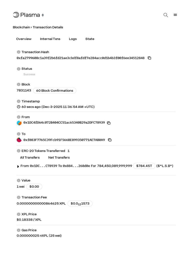 Transaction Details - Plasma Network (XPL) Blockchain Explorer (5) | PDF