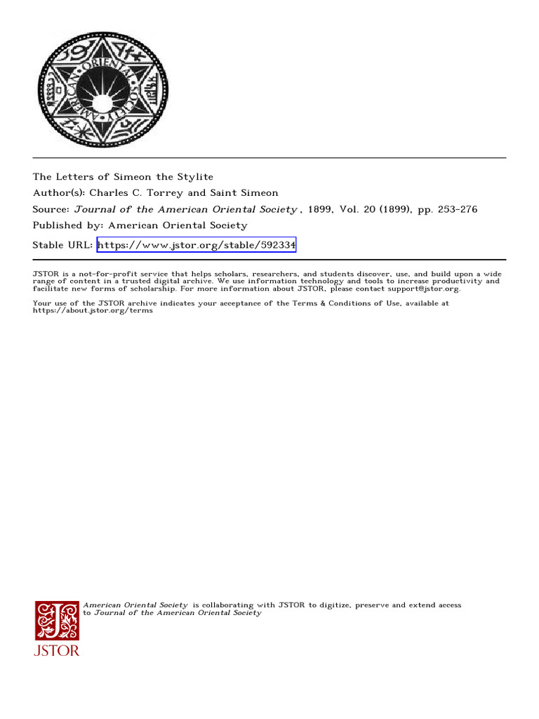 The Letters of Simeon the Stylite | PDF | Council Of Chalcedon