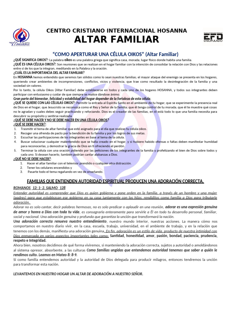 Cómo Crear una Célula Oikos Familiar | PDF | Oración | Dios