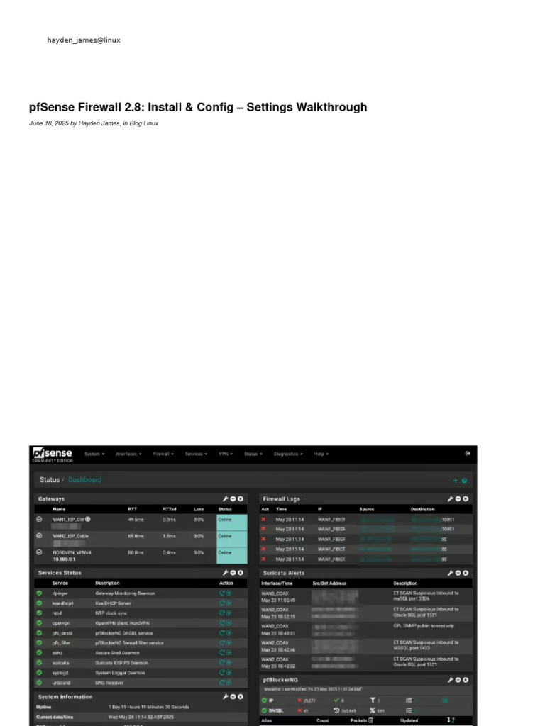 PfSense Firewall 2.8_ Install & Config – Settings Walkthrough | PDF ...
