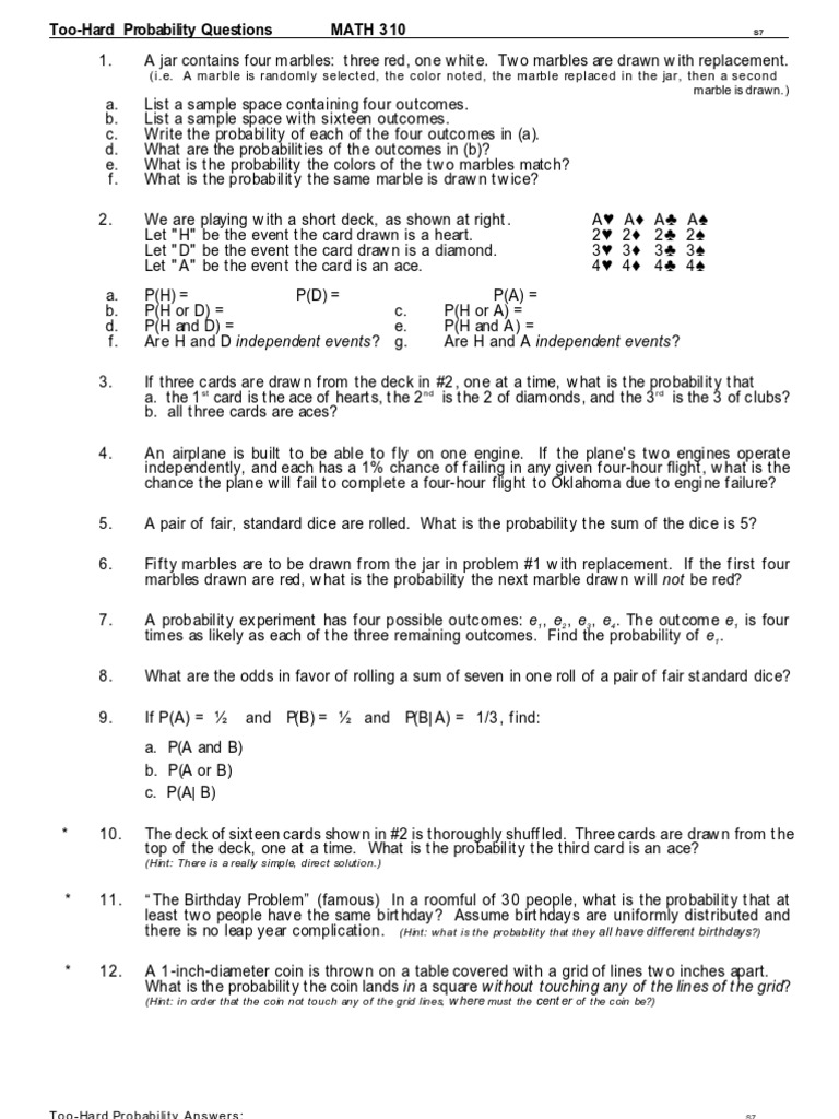 Hard Prob | PDF | Probability And Statistics | Probability