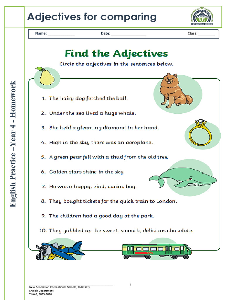 Adjectives for Comparing - HW | PDF