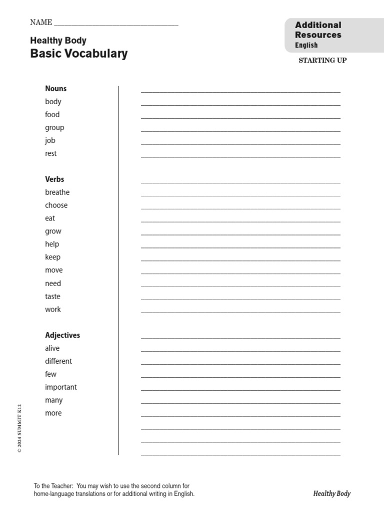 kl_healthy_word_list_en | PDF | English Language | Linguistic Typology