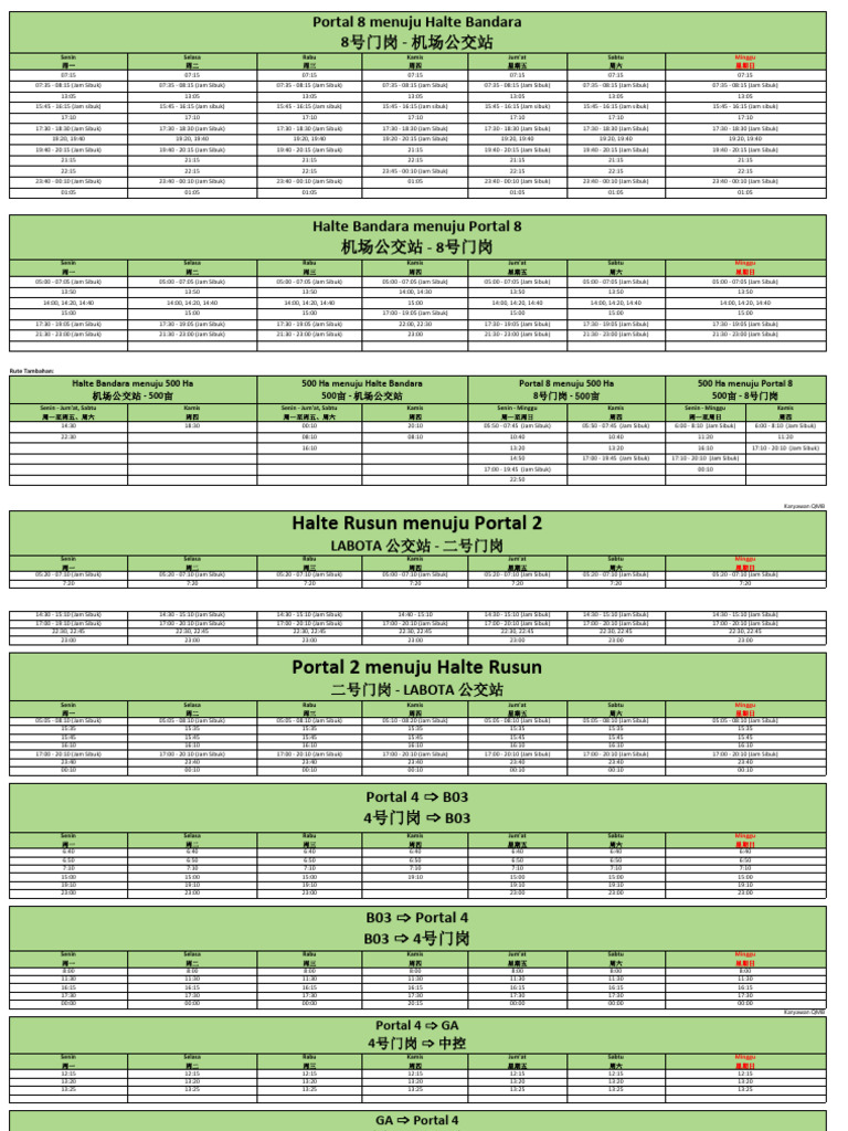 通勤车接送时间表 Jadwal Keberangkatan Bus Qmb (Update 12.12.2025). | PDF