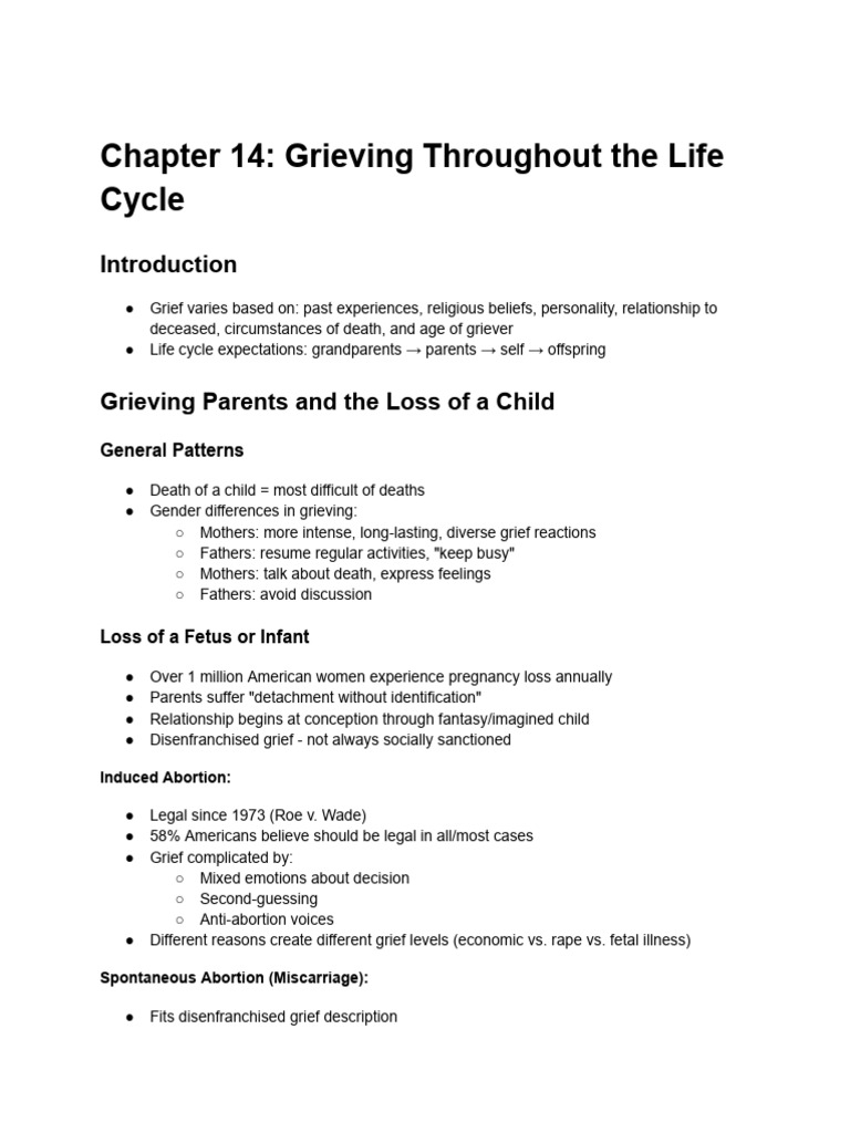 Chapter 14_ Grieving Throughout the Life Cycle | PDF | Grief | Miscarriage