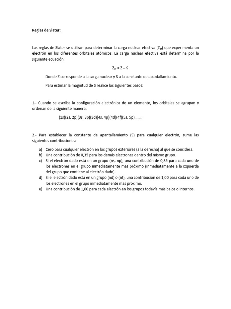7.Reglas de Slater | PDF