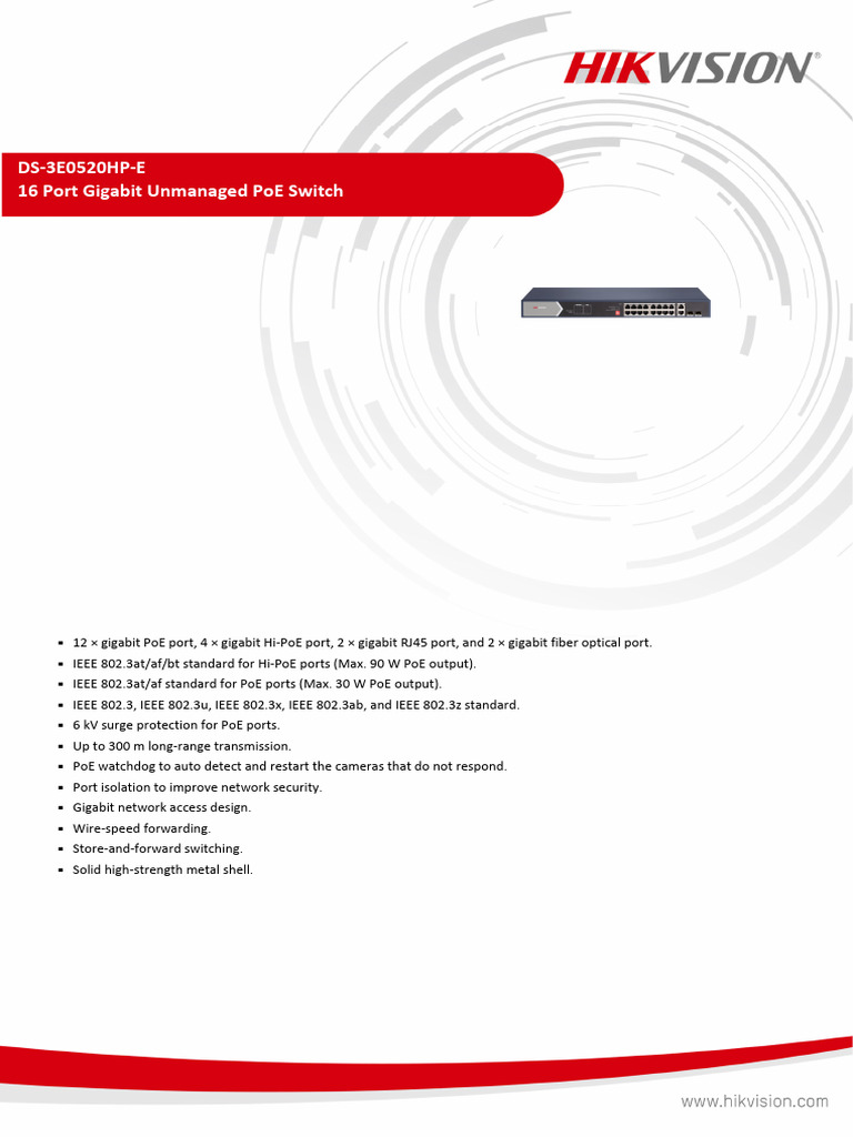 16port Distribution Switch DS-3E0520HP-E Datasheet 20240308 Updated ...