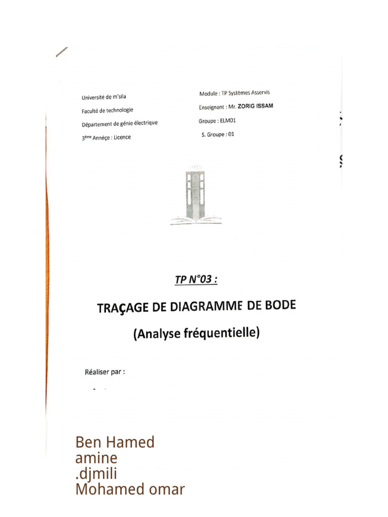 TP3 Systeme Asservis | PDF