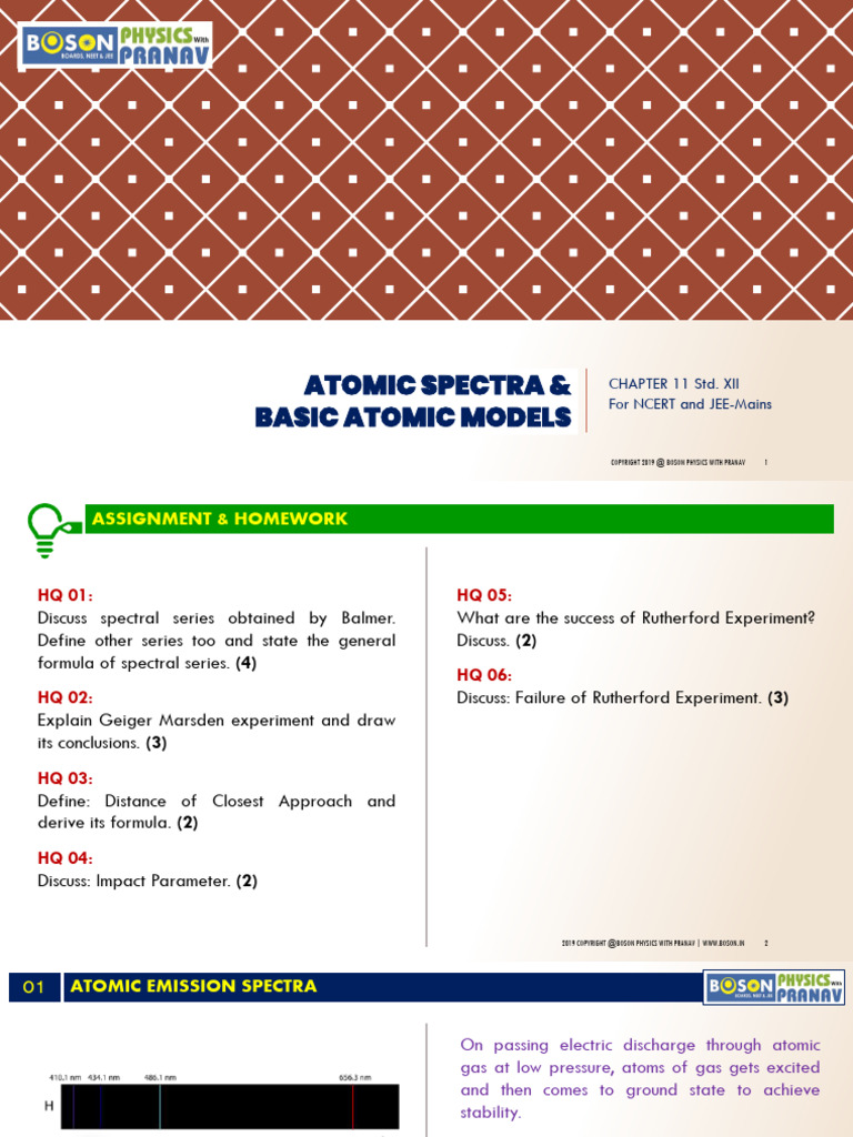 01_Atomic Spectra and Basic Models | PDF | Atomic Nucleus | Atoms