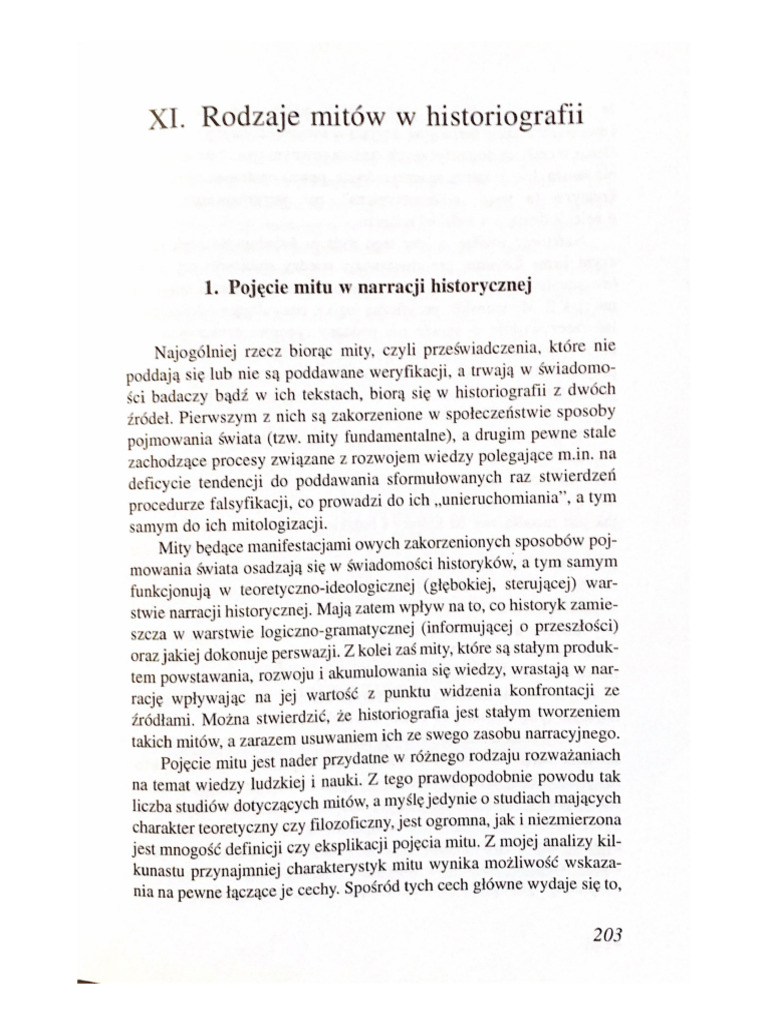Topolski Rodzaje Mitów W Historiografii | PDF