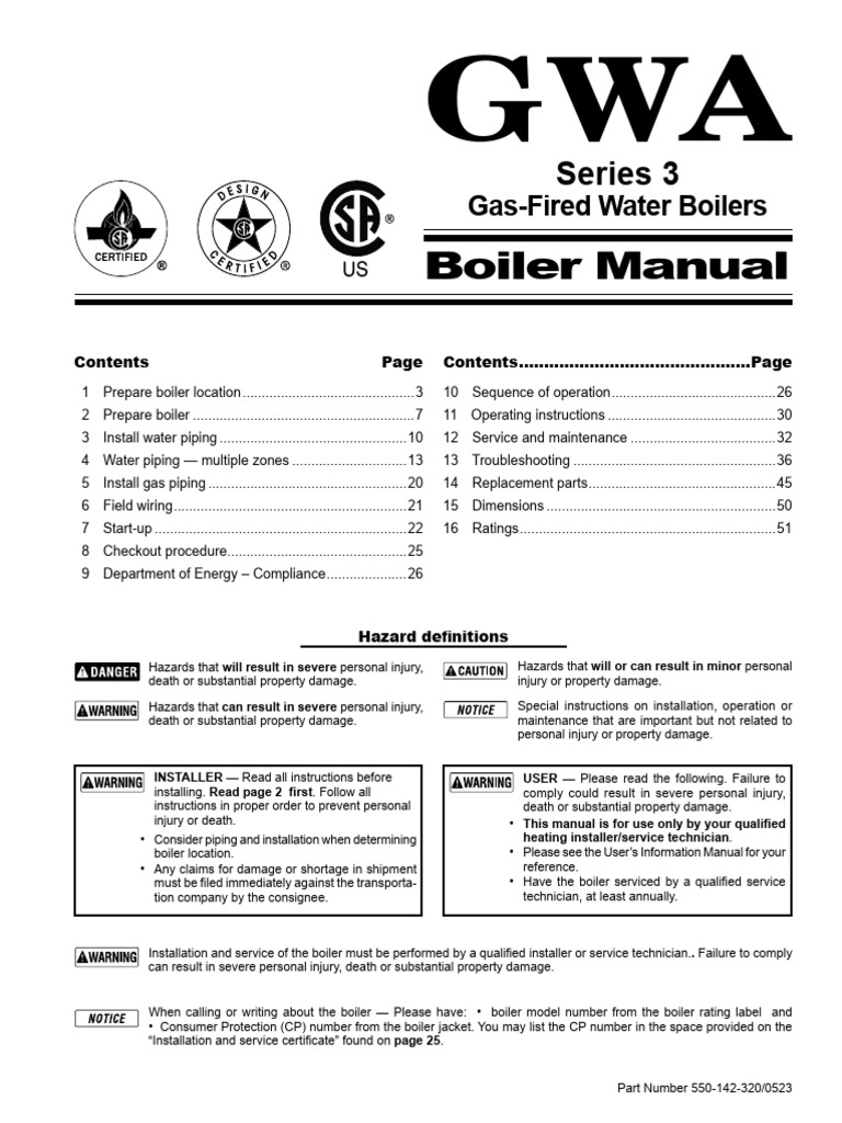 GWA Series 3 Gas Boiler Manual | PDF | Chimney | Boiler