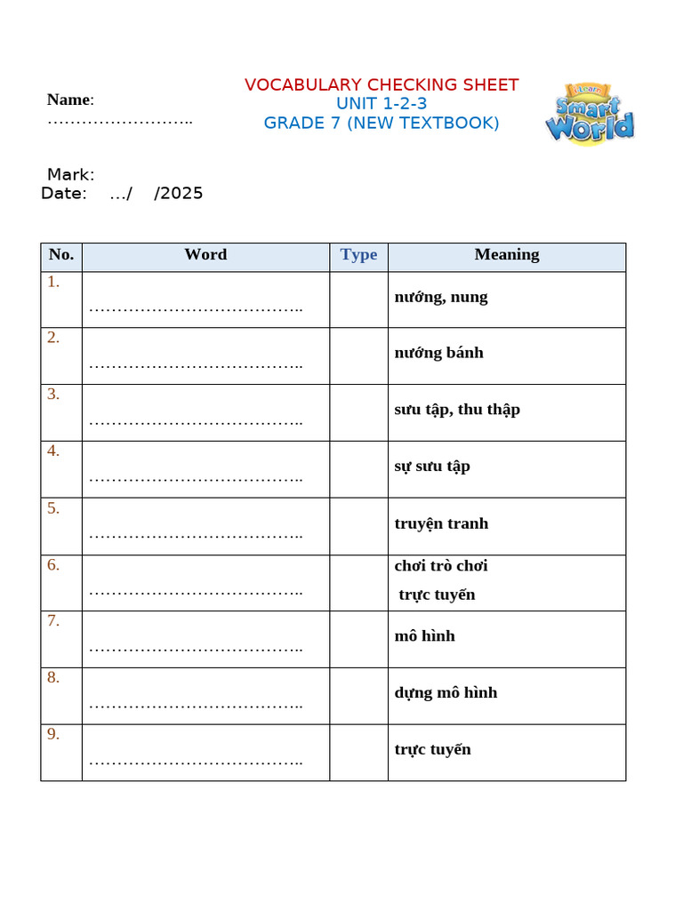 Checking Sheet Mid Term - 7Smart | PDF