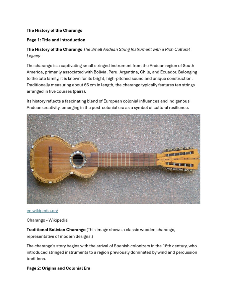History of the Charango Instrument | PDF | Musical Instruments | String ...