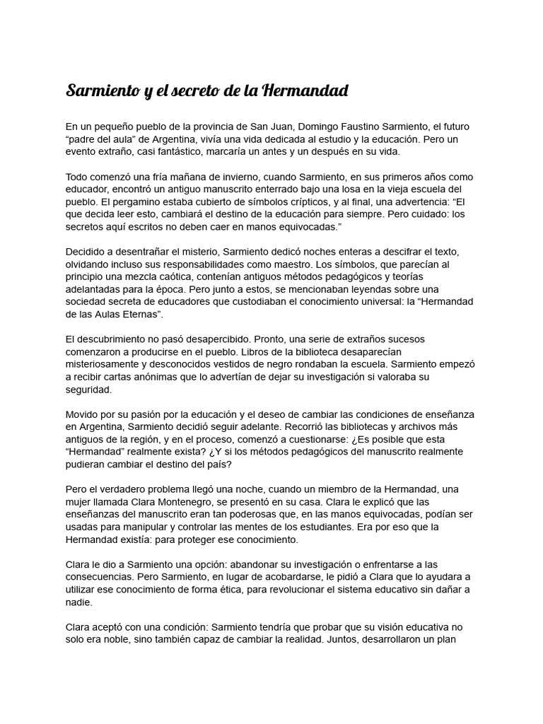 Sarmiento y la Hermandad Secreta | PDF | Conocimiento | Escuelas