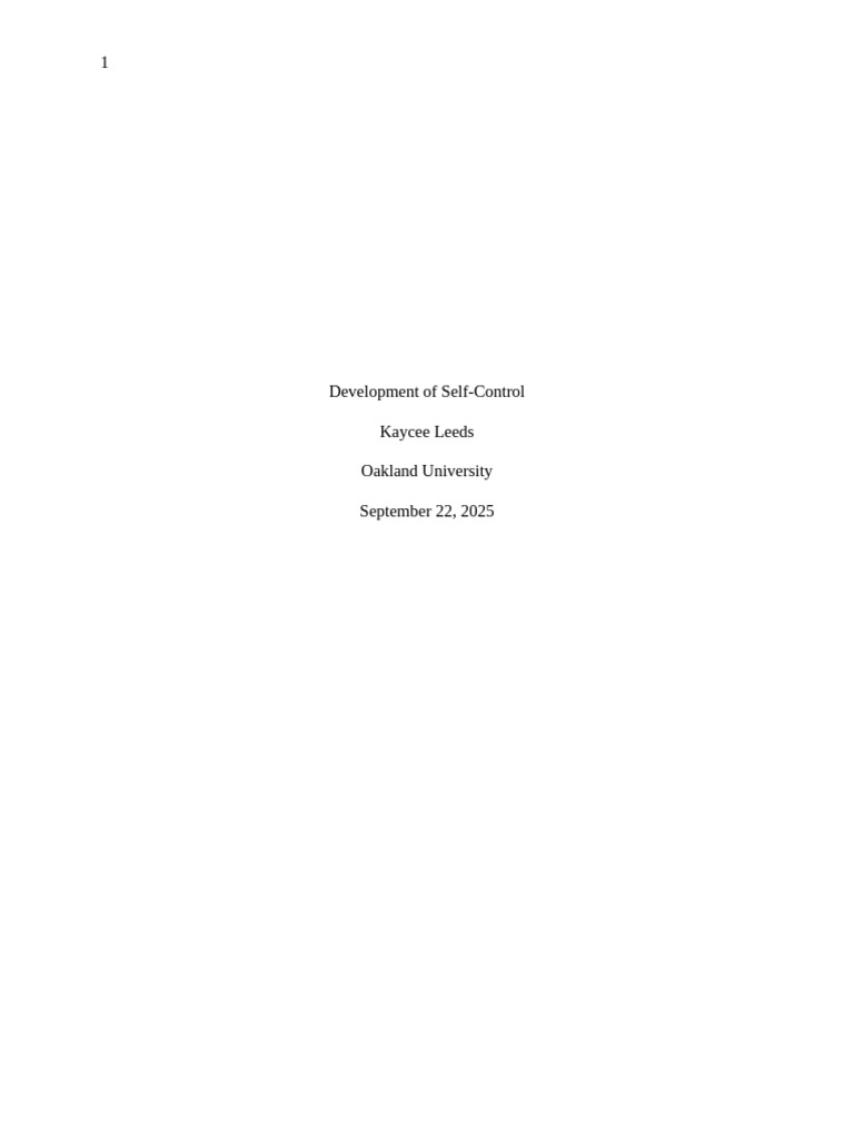 Causes of Self-Control Problems | PDF