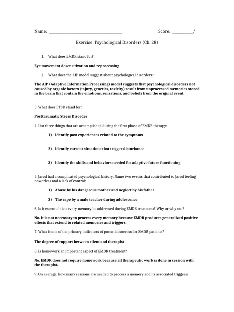 Ch 28 EMDR Exercise | PDF | Eye Movement Desensitization And ...