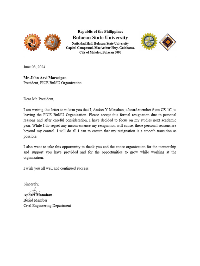 Resignation Letter | PDF