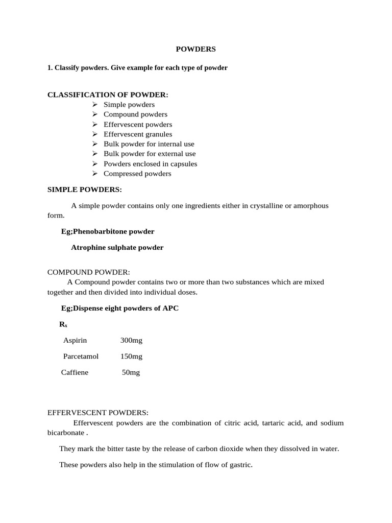Types and Benefits of Pharmaceutical Powders | PDF | Tablet (Pharmacy ...