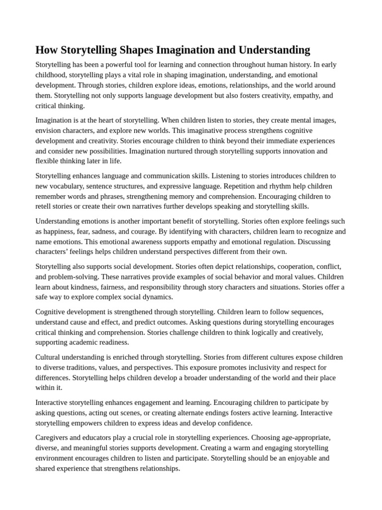 Impact of Storytelling on Child Development | PDF | Storytelling ...