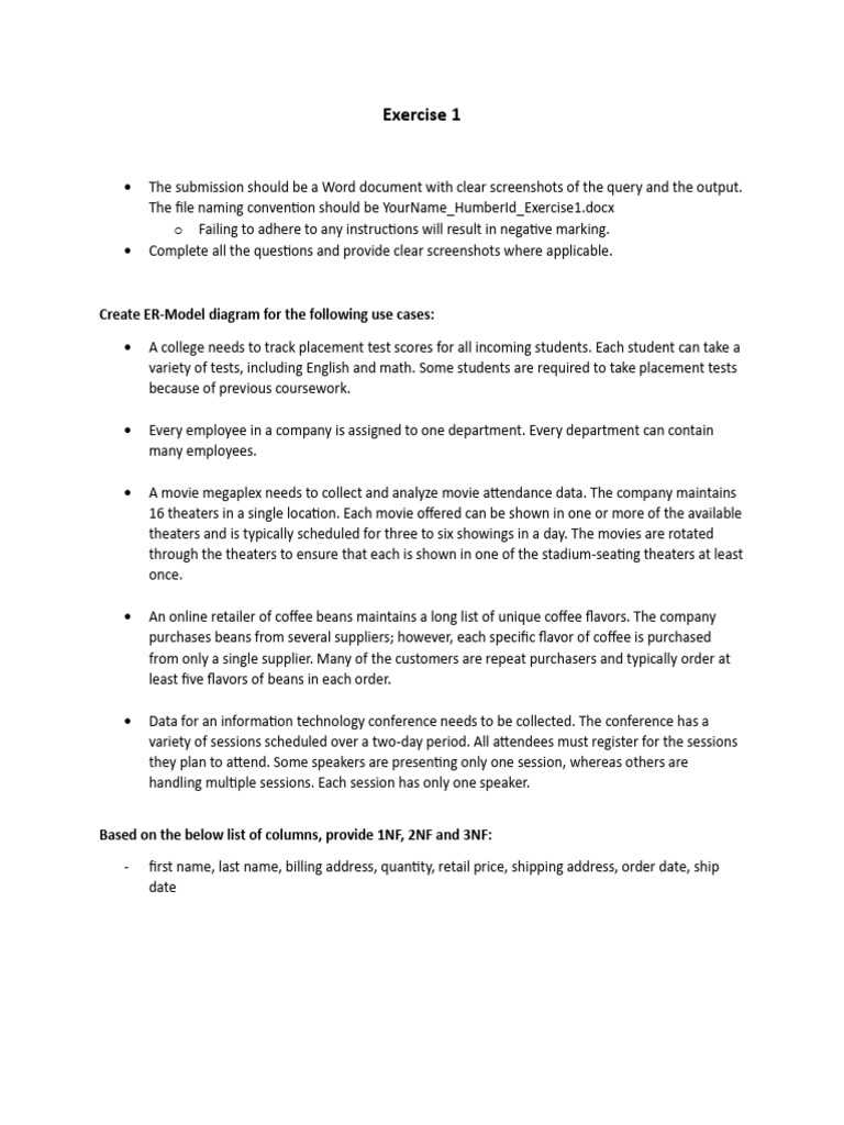 Exercise 1 SQL | PDF