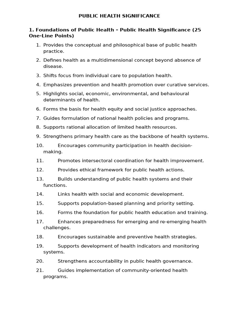 Public Health Significance 1. Foundations of Public Health - Public ...
