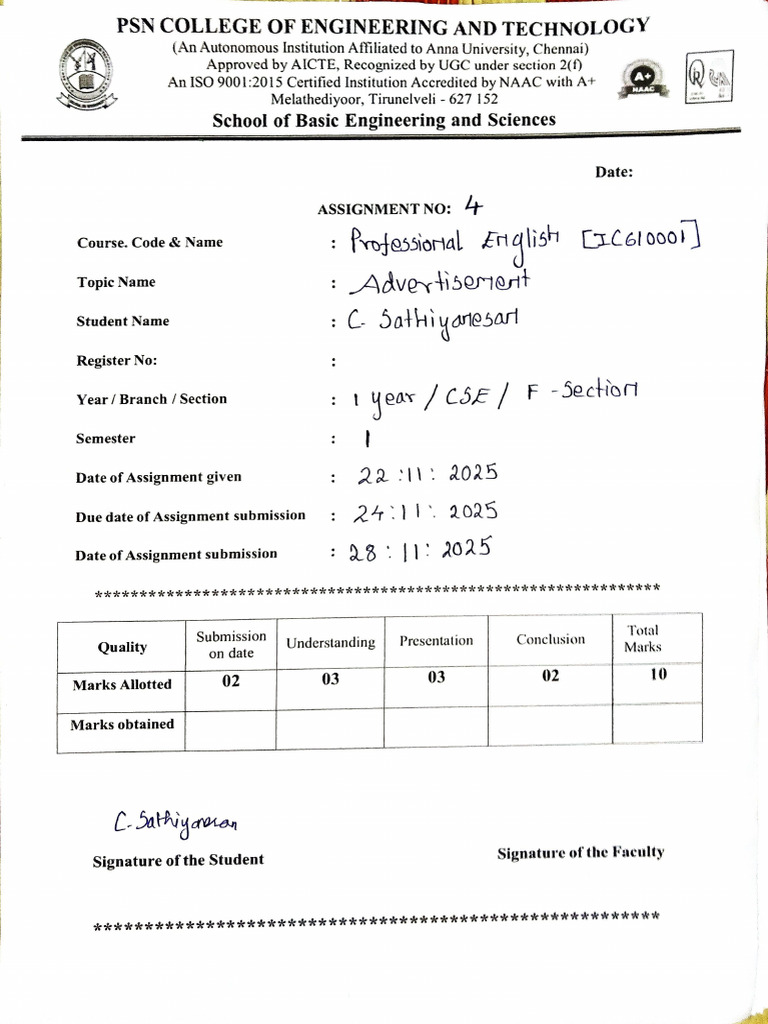 Professional English Assignment 4 | PDF