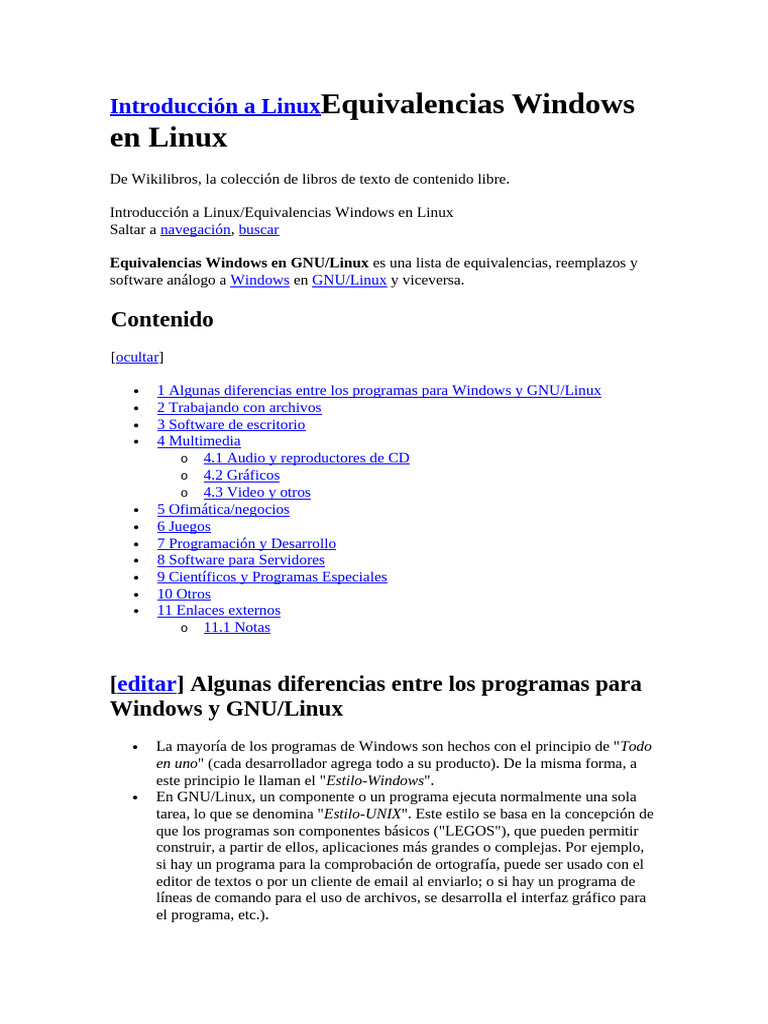 Introducción a LinuxEquivalencias Windows en Linux | PDF | Adobe Flash ...