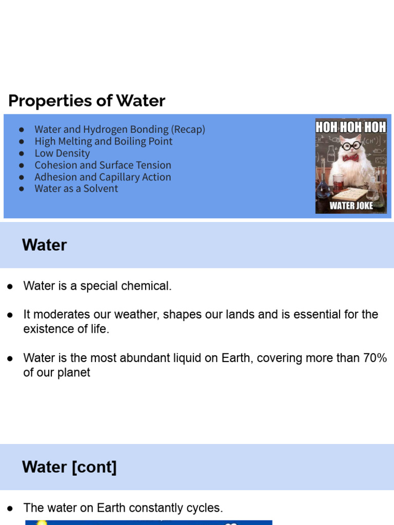 Essential Properties of Water Explained | PDF | Solvation | Water