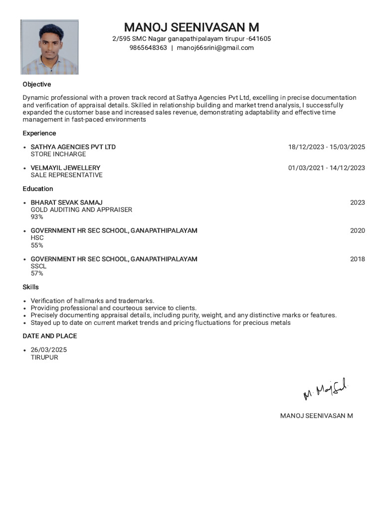 Manoj Resume | PDF