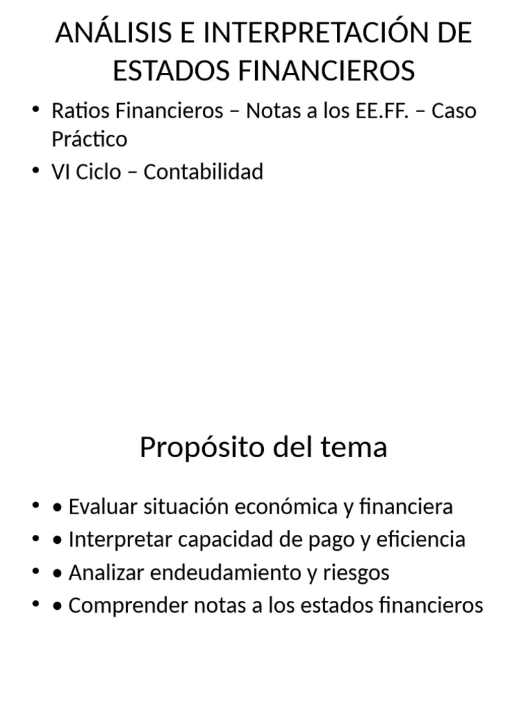 Análisis de Ratios Financieros y EE.FF. | PDF | Estado financiero ...