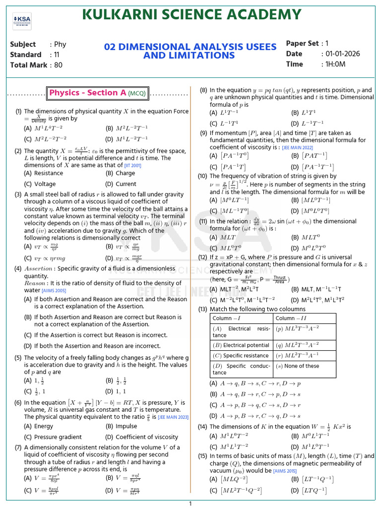 02 Dimensional Analysis Usees and Limitations | PDF | Viscosity ...