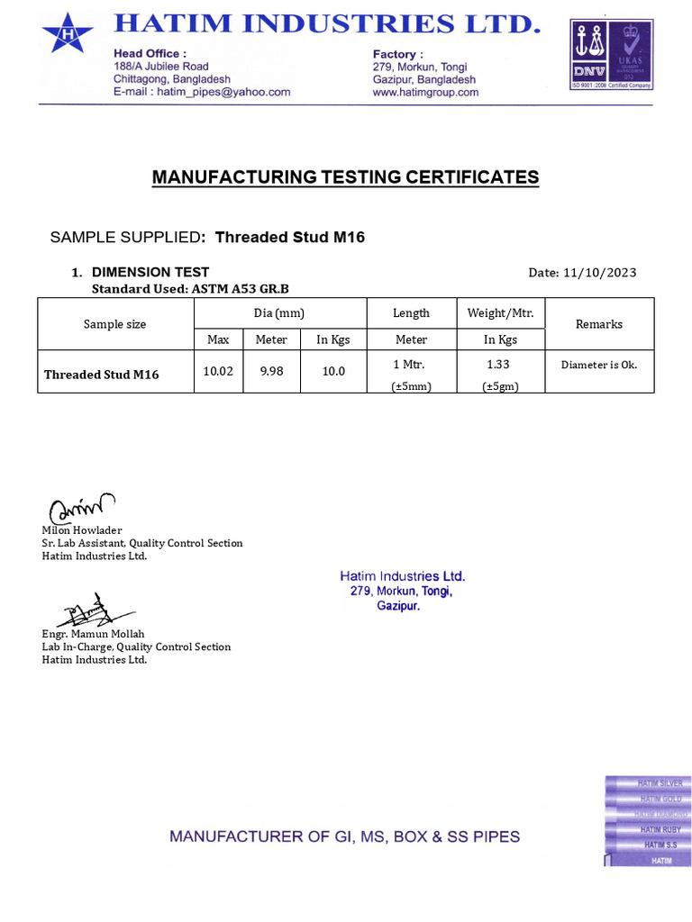 Threaded Stud M16 | PDF