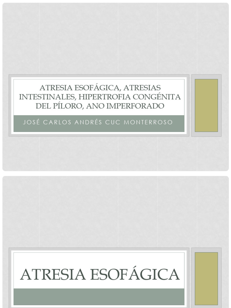 Atresia Esofágica, Atresias Intestinales, Hipertrofia Congénita Del ...