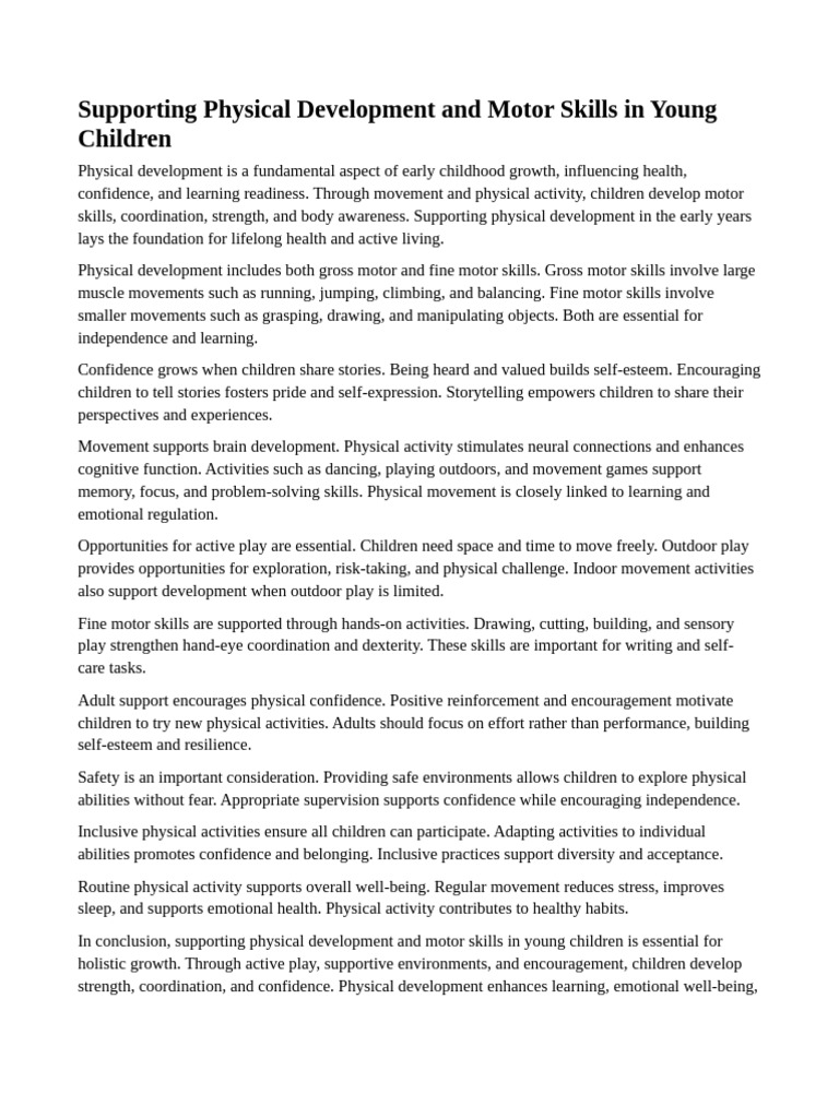 Supporting Physical Development and Motor Skills in Young Children ...