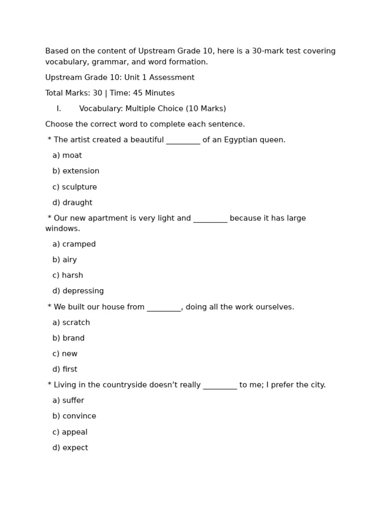 Mid Term Tests - Grade 10 Plus | PDF | Apartment | Semantic Units