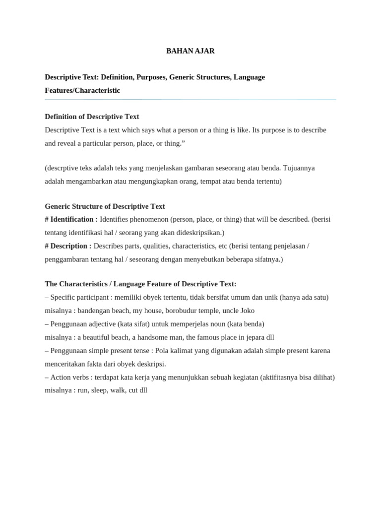 Understanding Descriptive Texts | PDF | Languages | Foreign Language ...