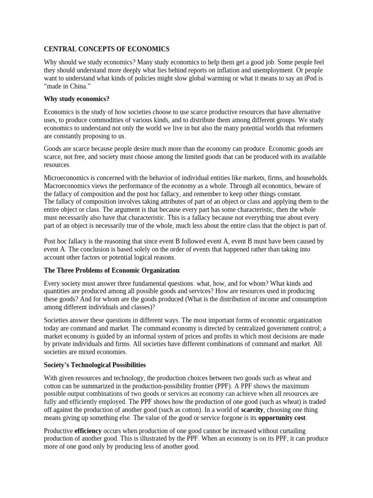 Key Concepts in Economics Explained | PDF | Business Economics | Trade