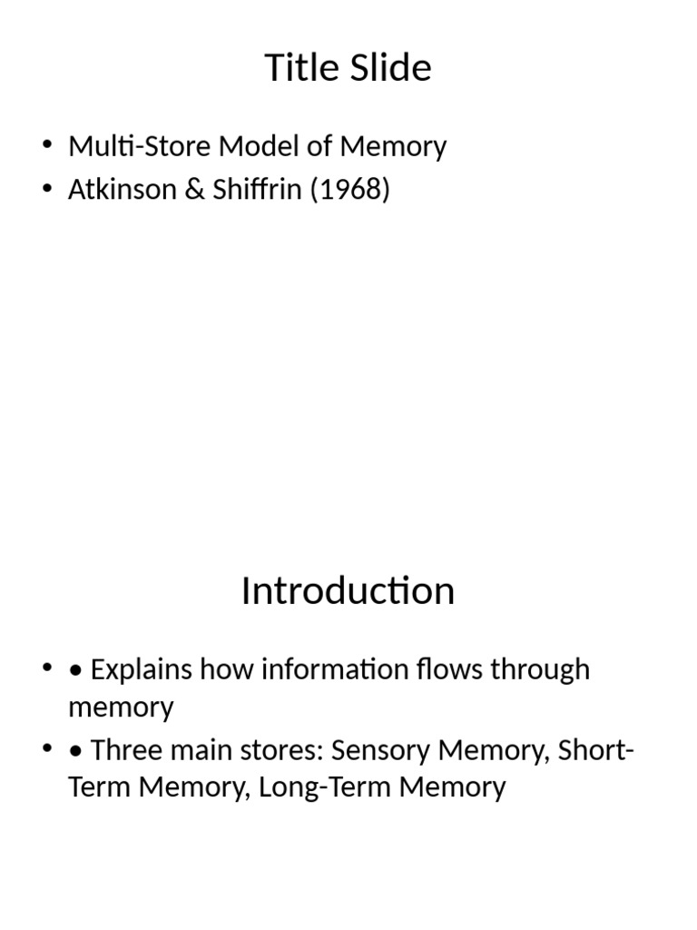 Multi Store Model Atkinson Shiffrin-1 | PDF