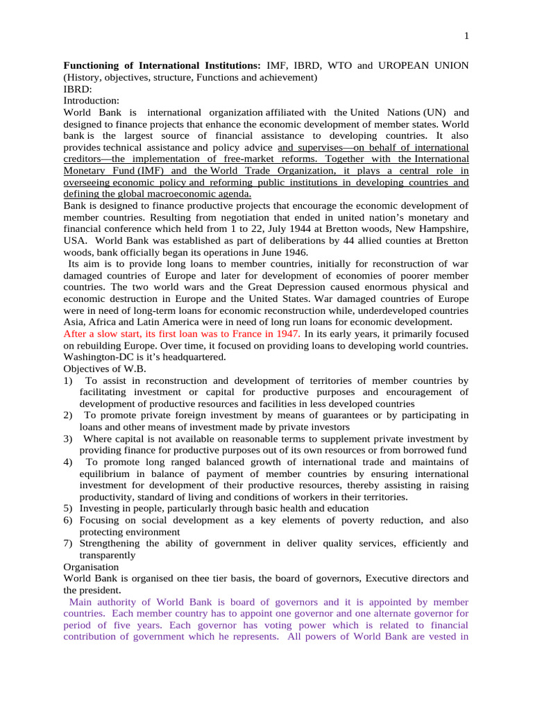 World Bank: Structure, Objectives, Functions | PDF | World Trade ...