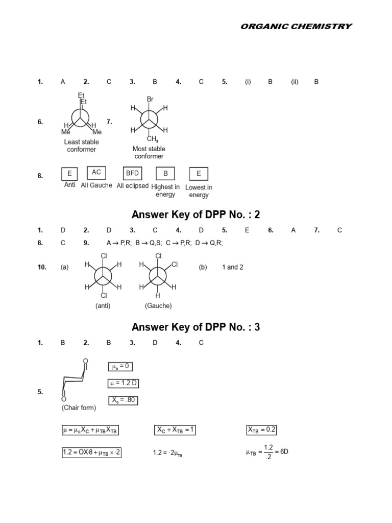 Organic Chemistry Answer Key Compilation | PDF | Chirality (Chemistry ...