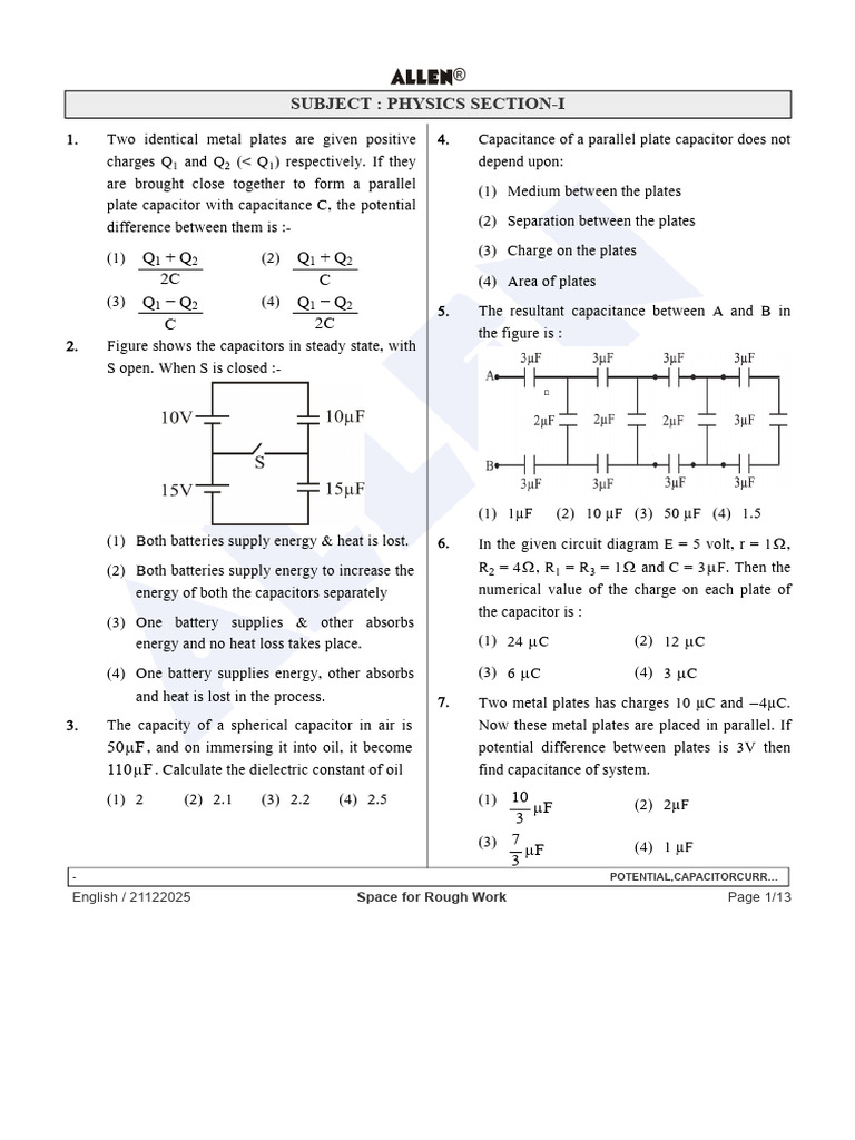 Potential, Capacitorcurrent1 Allen | PDF | Capacitance | Electric Power
