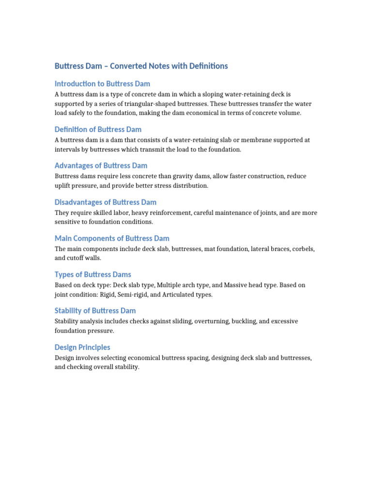 Buttress Dam Overview and Design Principles | PDF