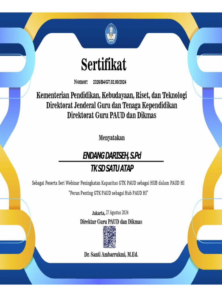 Webinar GTK PAUD: Peran sebagai Hub PAUD HI | PDF