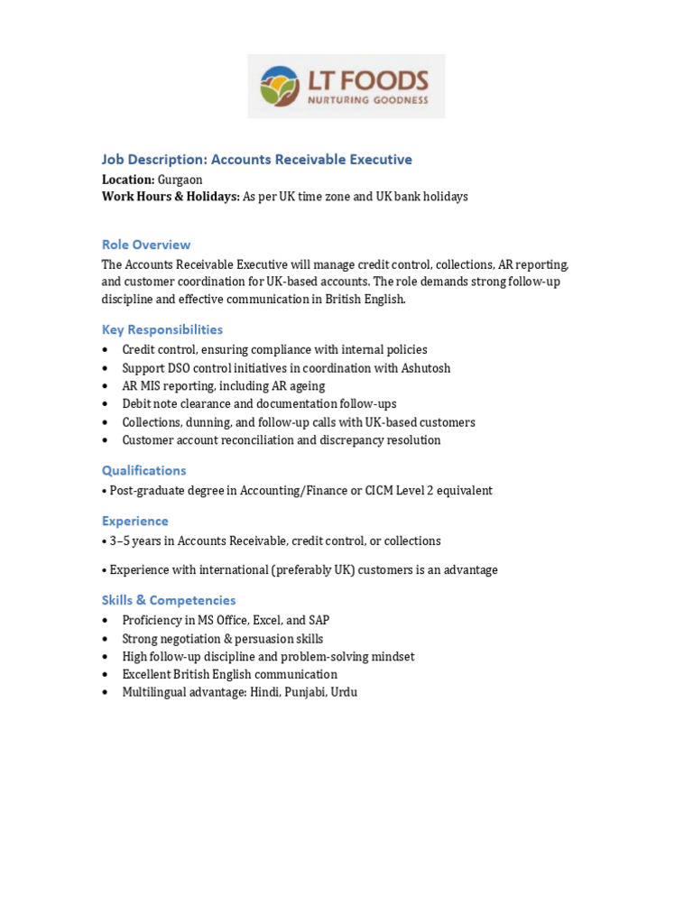 Accounts Receivable JD LT Foods | PDF