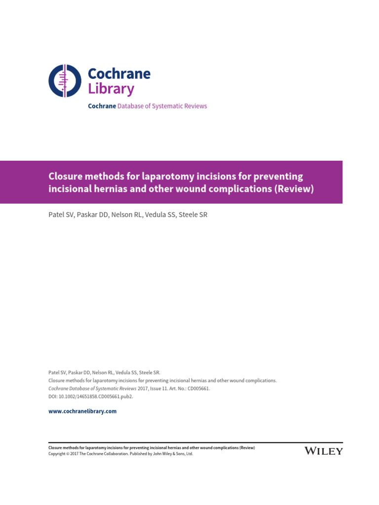Laparotomy Closure Methods Review | PDF | Surgical Suture | Wound