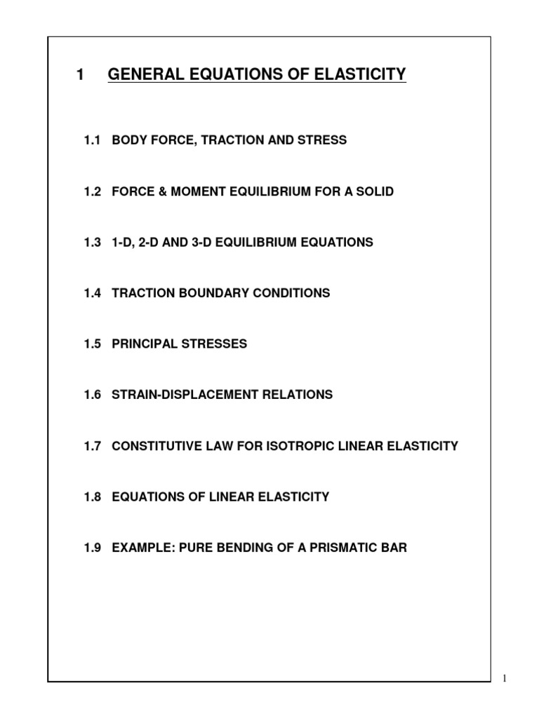 General Equations of Elasticity Overview | PDF | Stress (Mechanics ...