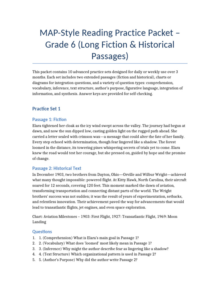 MAP Style Long Fiction Historical Packet | PDF | Wright Flyer | Wright ...