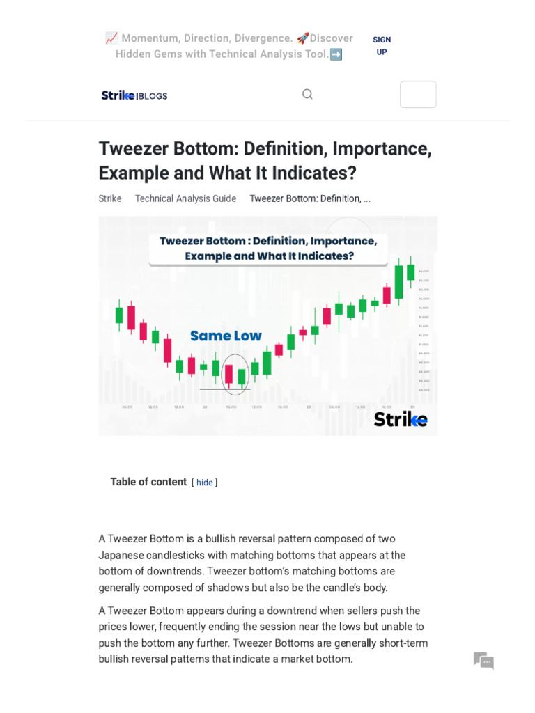 Tweezer Bottom - Definition, Importance & What It Indicates | PDF ...