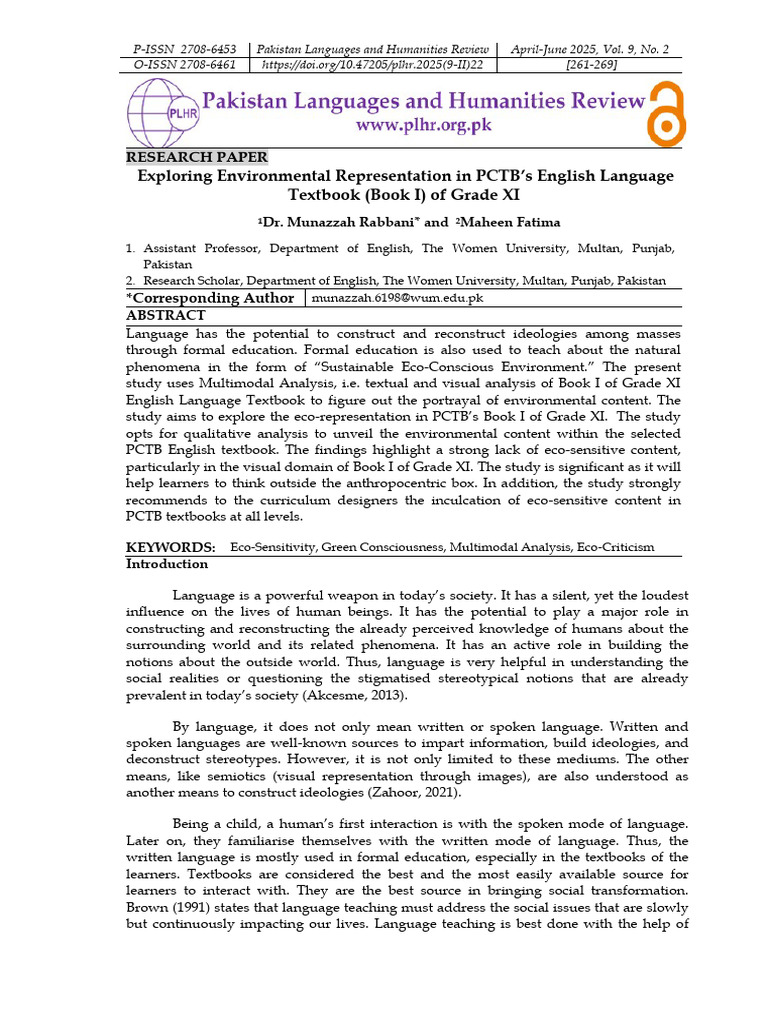 Exploring Environmental Representation in PCTB's English Language ...