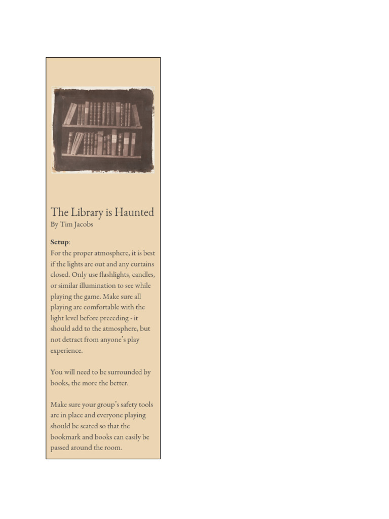 The Library Is Haunted - A Bookmark RPG | PDF